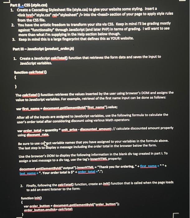 Solved Part IHIML (oroduct order htm) 1. Create an HimL5 | Chegg.com