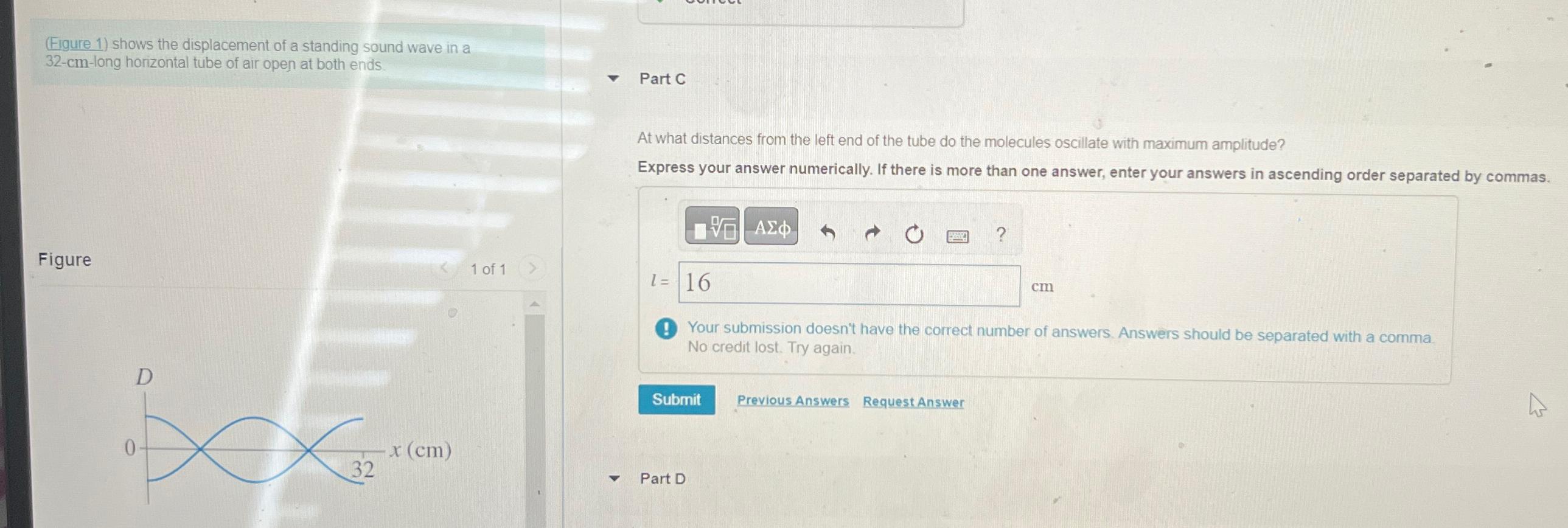 Solved (Figure 1) ﻿shows the displacement of a standing | Chegg.com