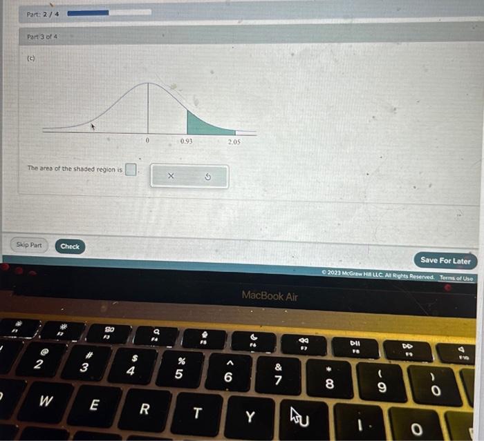 Solved Part: 2/4 Part 3 of 4 (c) The area of the shaded | Chegg.com