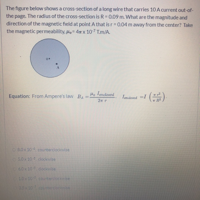 Solved The figure below shows a cross-section of a long wire | Chegg.com
