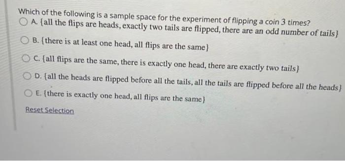 Solved Which of the following is a sample space for the | Chegg.com
