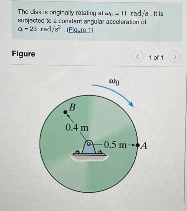 Solved The disk is originally rotating at ω0=11rad/s. It is | Chegg.com