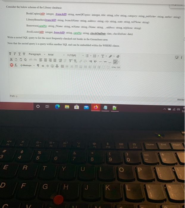 Solved Consider the below schema of the Library database | Chegg.com