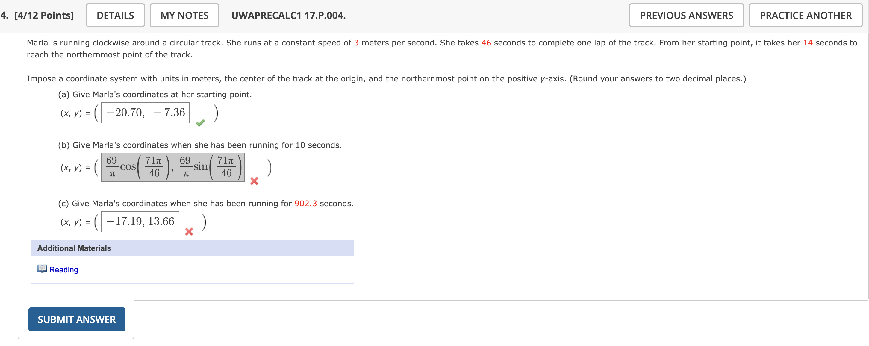 Marla is ﻿running clockwise around a circular track. | Chegg.com