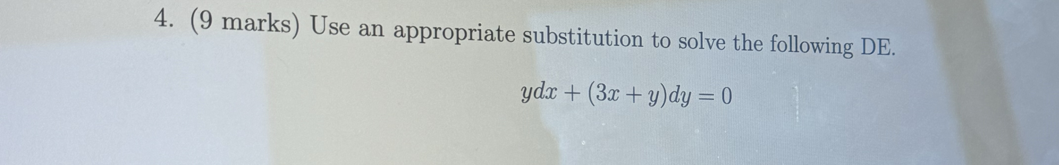 Solved (9 ﻿marks) ﻿Use an appropriate substitution to solve | Chegg.com