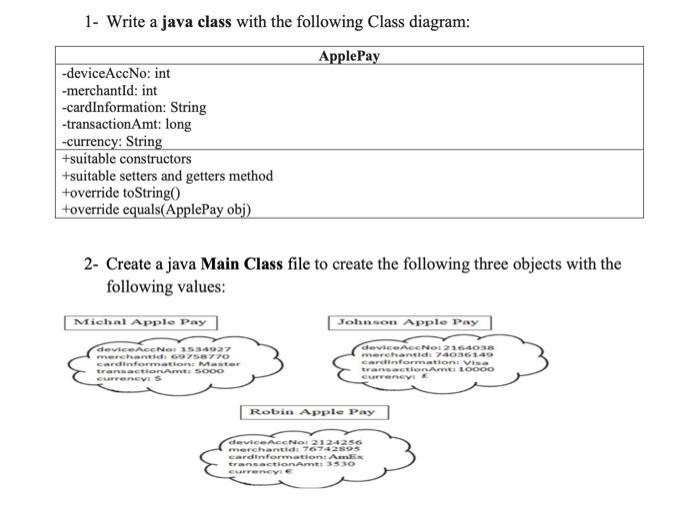 Solved 1- Write a java class with the following Class | Chegg.com