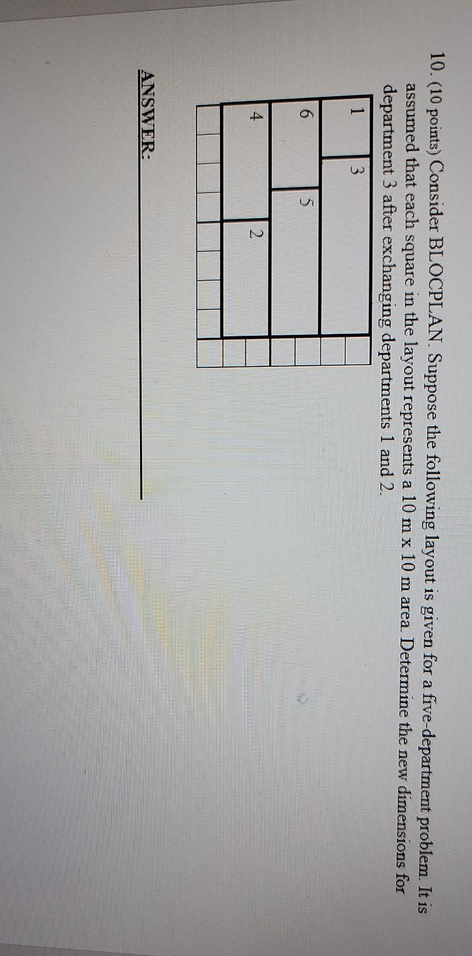 Solved a 10. (10 points) Consider BLOCPLAN. Suppose the | Chegg.com