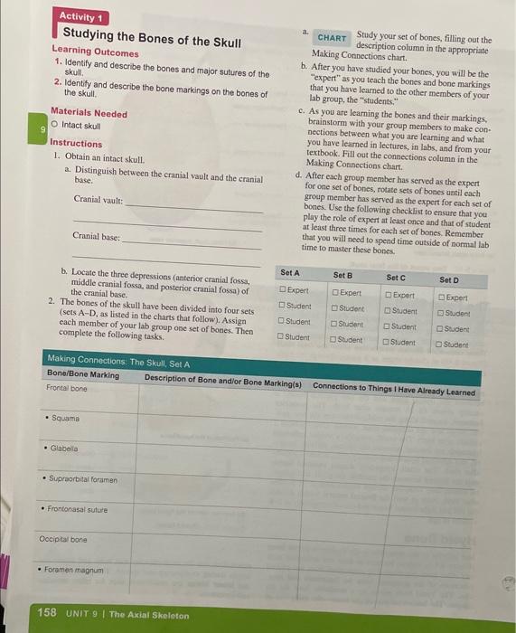 Solved hello please help with 1a and the skull chart just | Chegg.com