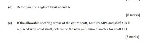 Solved QUESTION 3 Shaft ABCD is attached to a fixed base at | Chegg.com