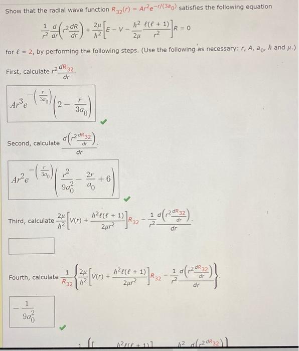 Solved R Show that the radial wave function R32(0) = Are | Chegg.com