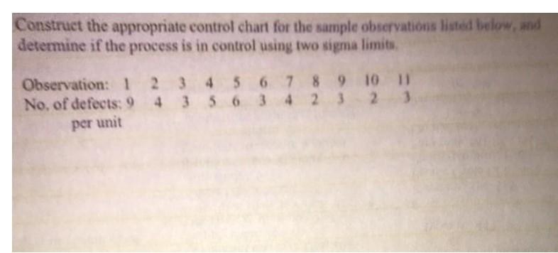 Solved Construct the appropriate control chart for the | Chegg.com