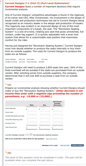 Solved Current Designs 7-1 (Part 3) (Part Level Submission) | Chegg.com