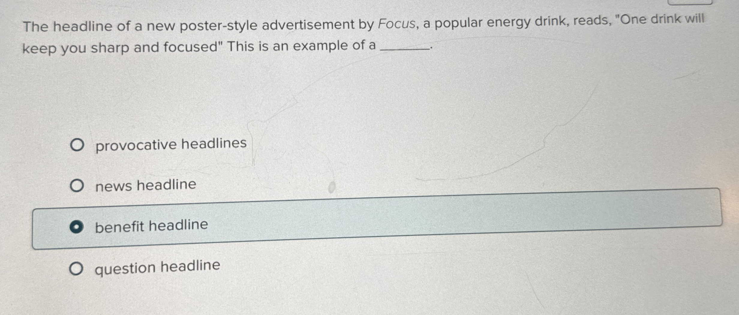 Solved The headline of a new poster-style advertisement by | Chegg.com