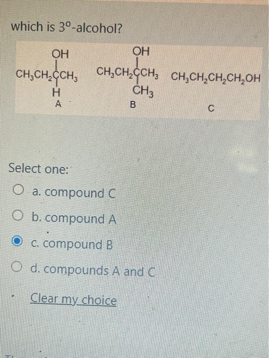 Solved which is 3°-alcohol? OH OH CHCHCCH, CH,CH2CCH, | Chegg.com