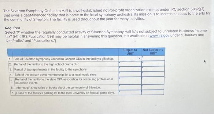 Solved The Silverton Symphony Orchestra Hall is a | Chegg.com