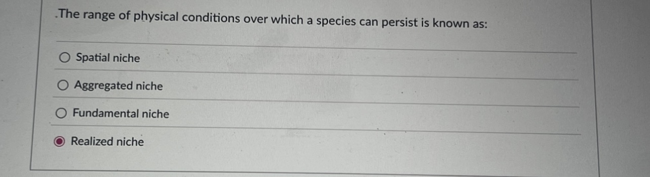 Solved The range of physical conditions over which a species | Chegg.com