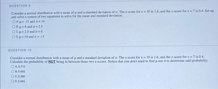 Solved QUESTIONS Consider a normal distribution with a mean | Chegg.com