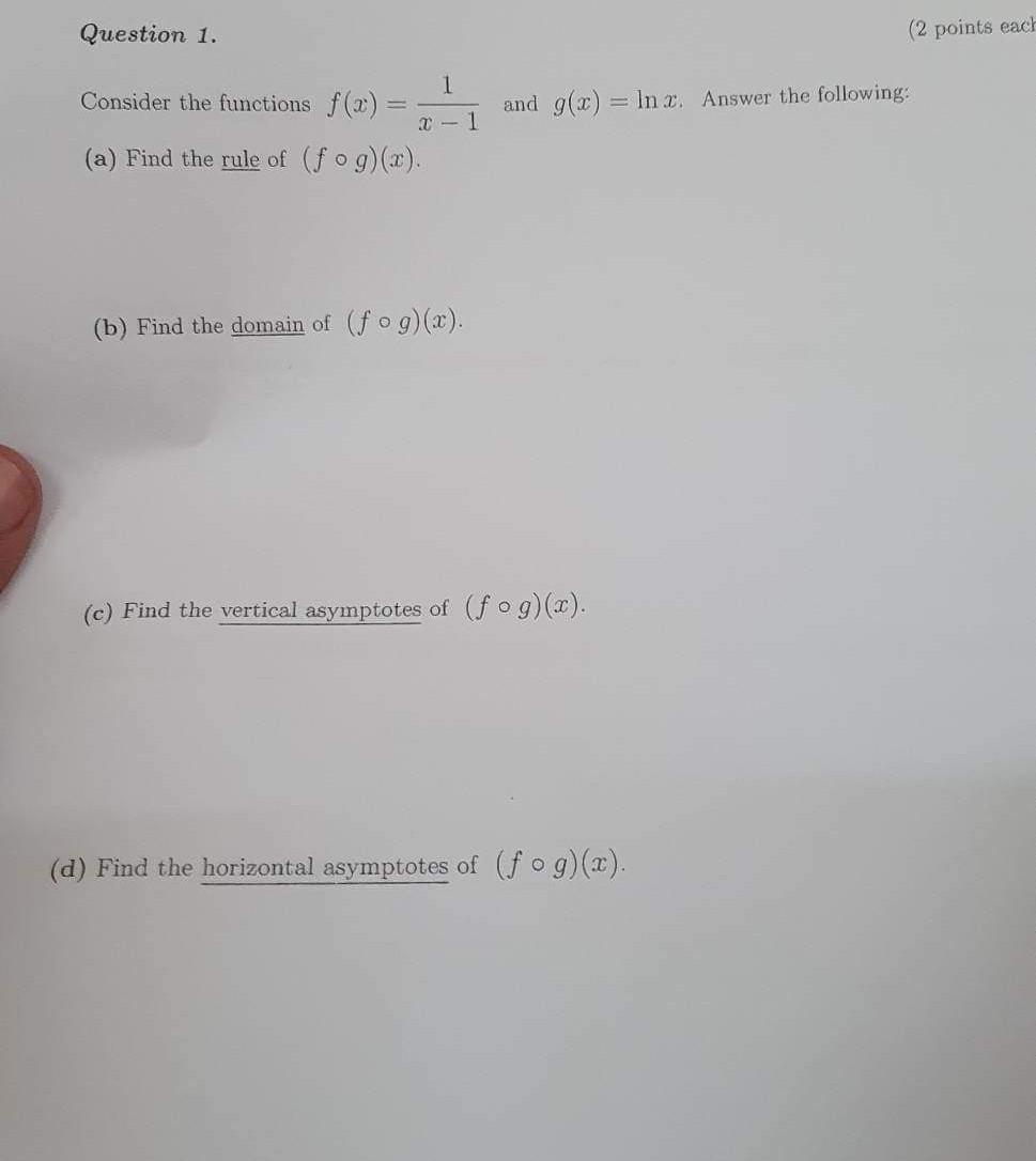 Solved Question 1. (2 points Consider the functions | Chegg.com