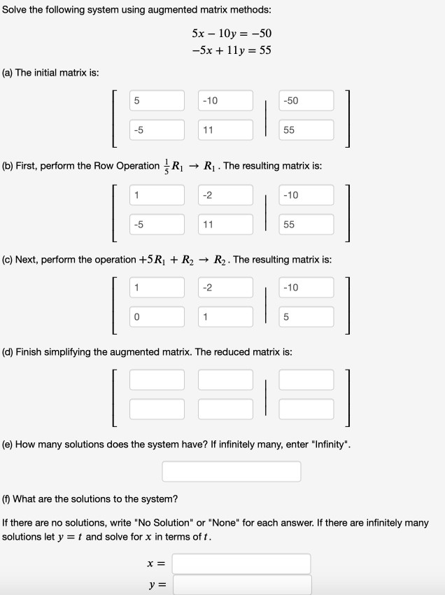 Solved Solve the following system using augmented matrix | Chegg.com
