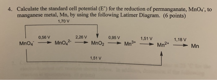 Solved 4. Calculate the standard cell potential (E") for the | Chegg.com