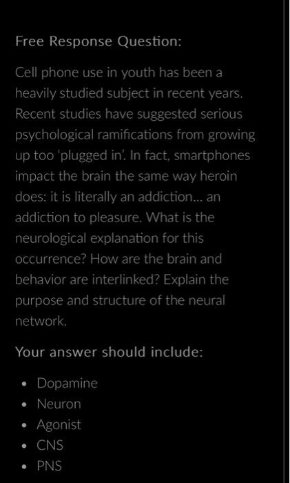 Solved Free Response Question: Cell phone use in youth has | Chegg.com