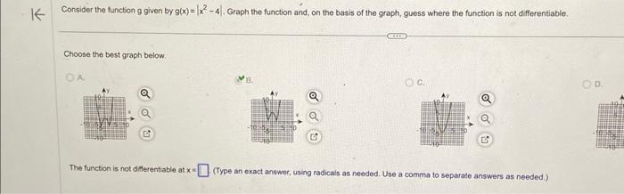 Solved Consider the function g given by g(x)=∣∣x2−4∣∣, Graph | Chegg.com