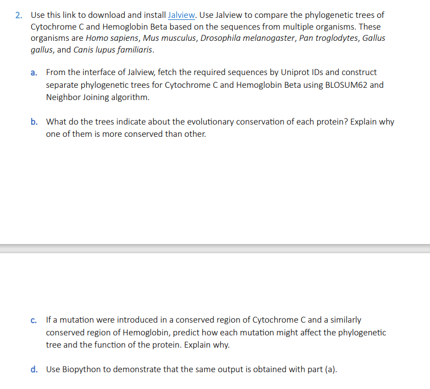 Solved Use this link to download and install Jalview. Use | Chegg.com
