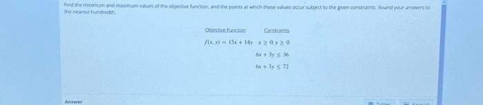 Solved Find the minimum and maximum values of the objective | Chegg.com