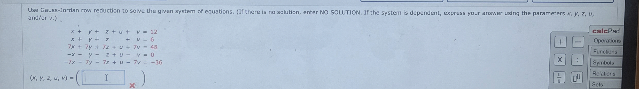 Solved Use Gauss-Jordan row reduction to solve the given | Chegg.com