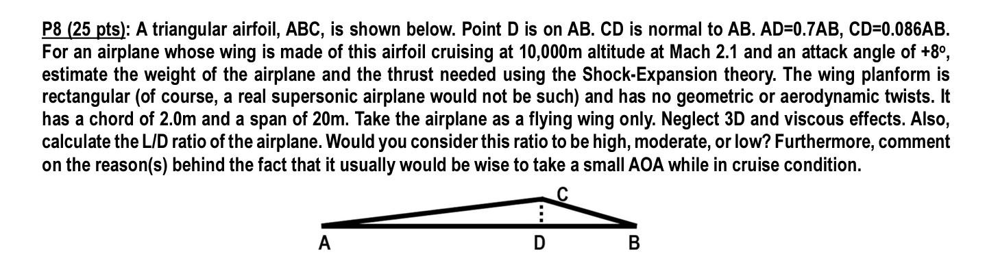 P8 (25 pts): A triangular airfoil, ABC, is shown | Chegg.com