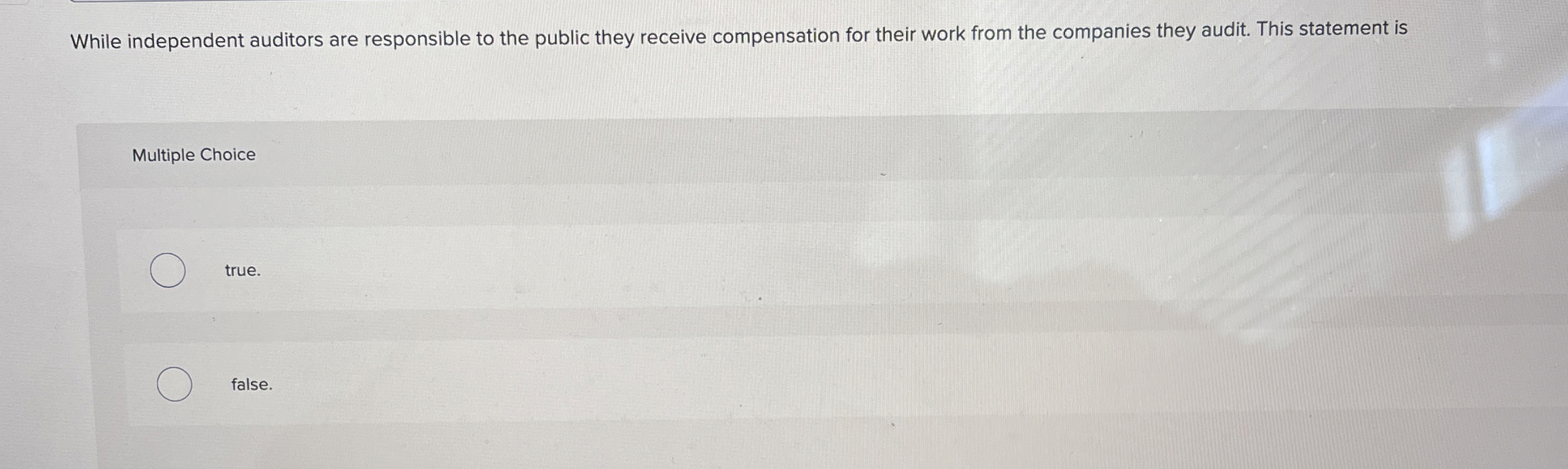 Solved While independent auditors are responsible to the | Chegg.com