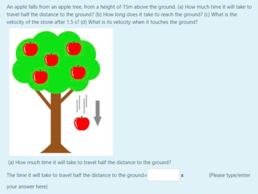 Solved An apple falls from an apple tree, from a height of | Chegg.com