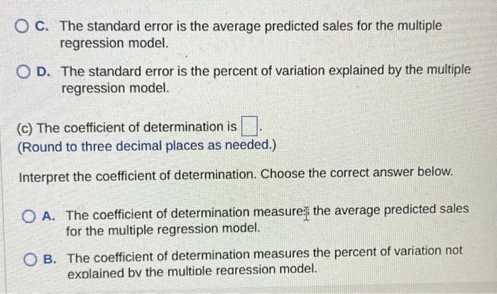 Solved Use technology to find (a) the multiple regression | Chegg.com