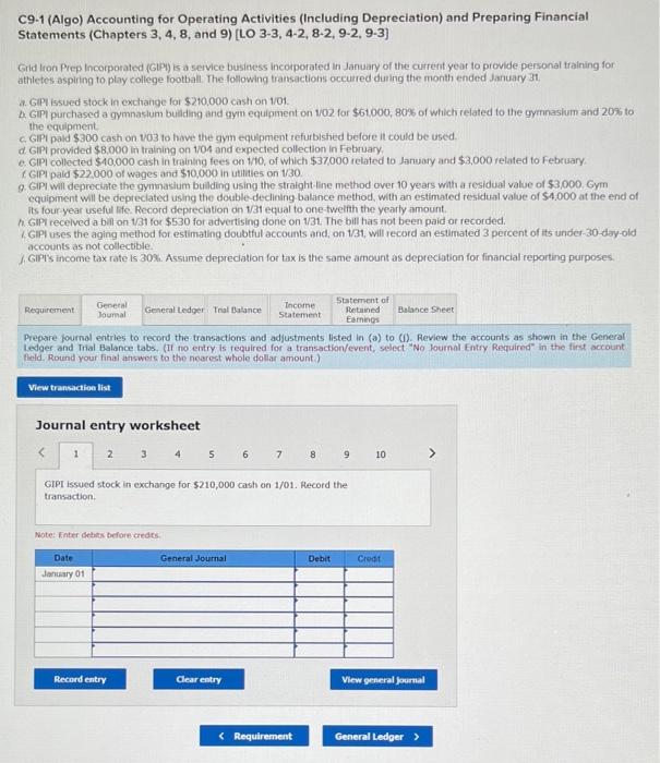Solved C9-1 (Algo) Accounting for Operating Activities | Chegg.com