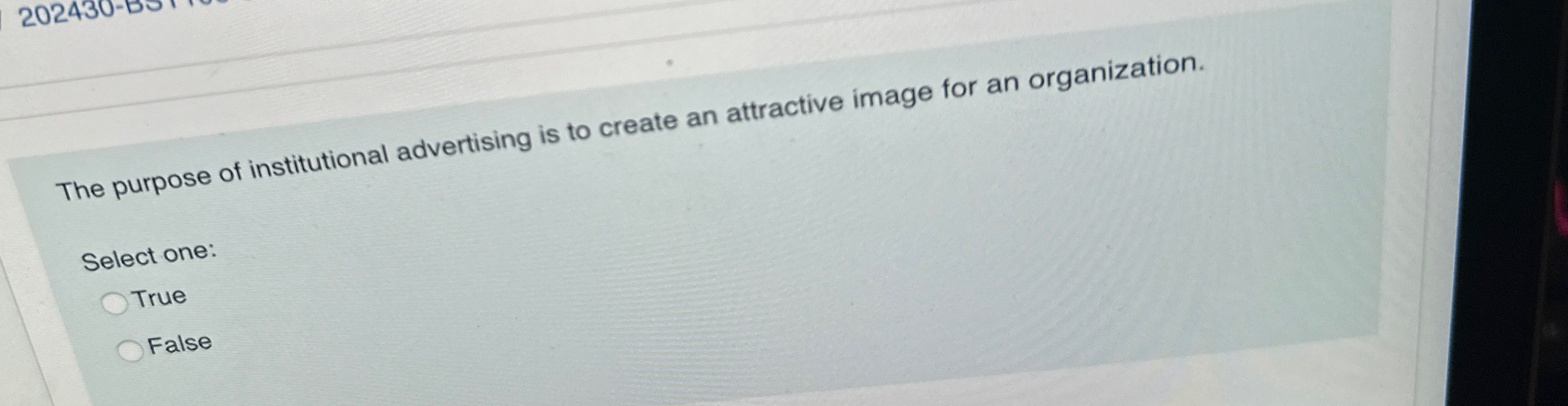 Solved The purpose of institutional advertising is to create | Chegg.com