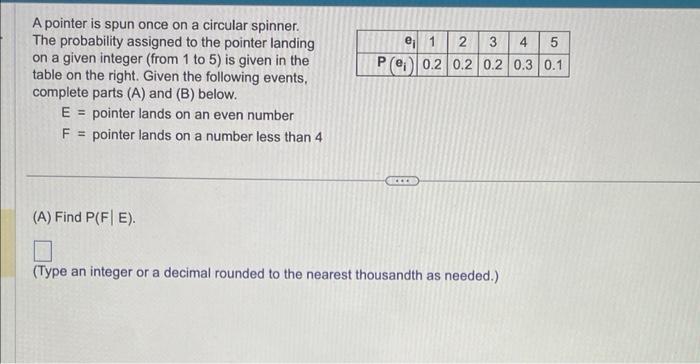 Solved A pointer is spun once on a circular spinner. The | Chegg.com