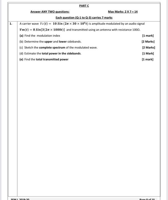 Solved PART C Answer ANY TWO questions: Max Marks: 2×7=14 | Chegg.com