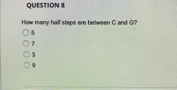 Solved QUESTION 1 How many half steps are between C and | Chegg.com
