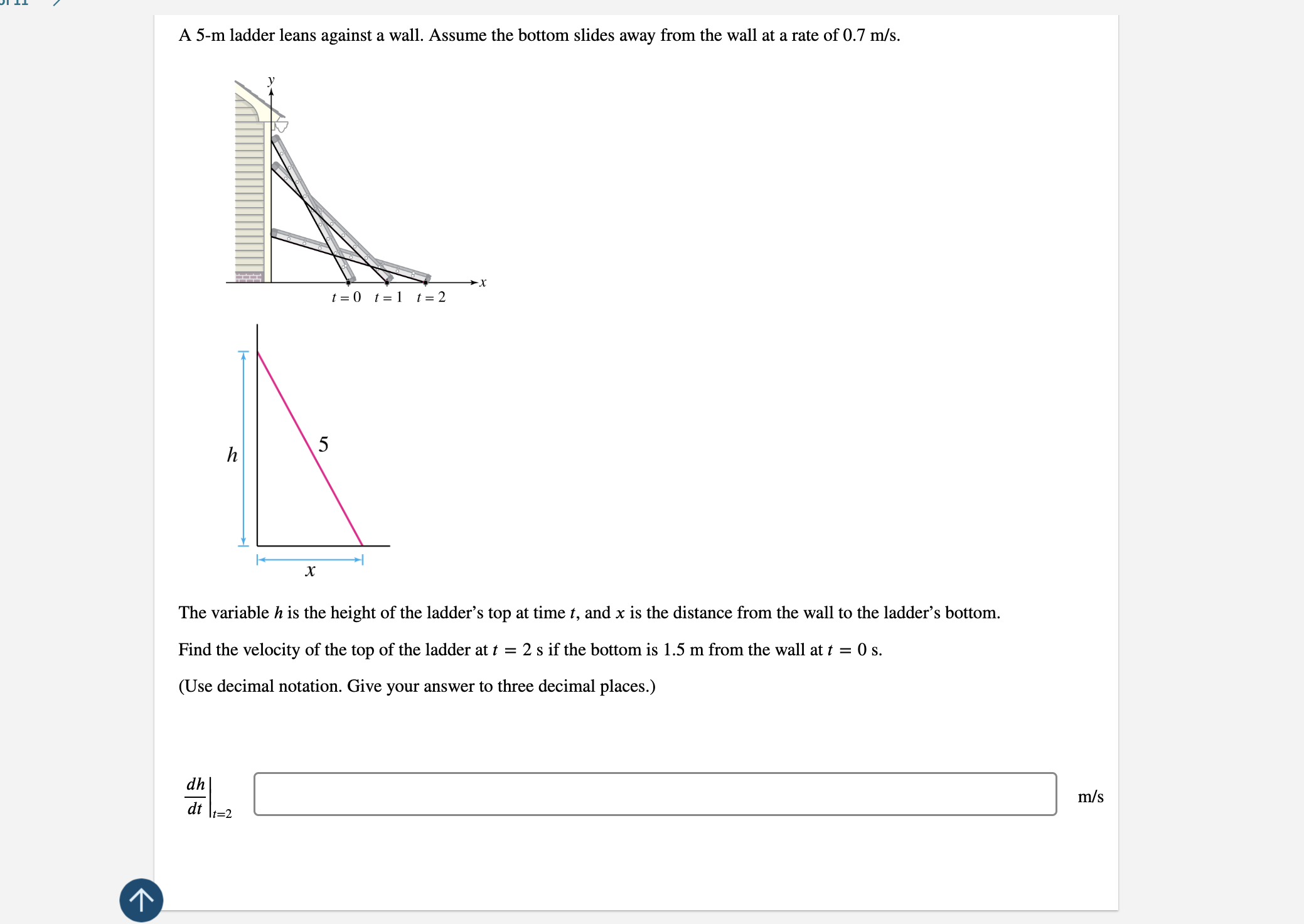 Solved A 5-m ladder leans against a wall. Assume the bottom | Chegg.com