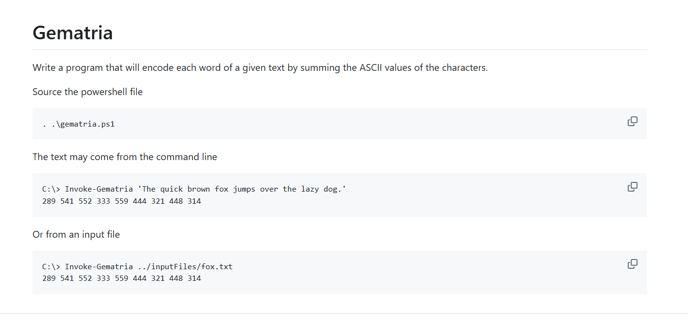 Solved Gematria (IN POWERSHELL PLEASE)Write a program that | Chegg.com