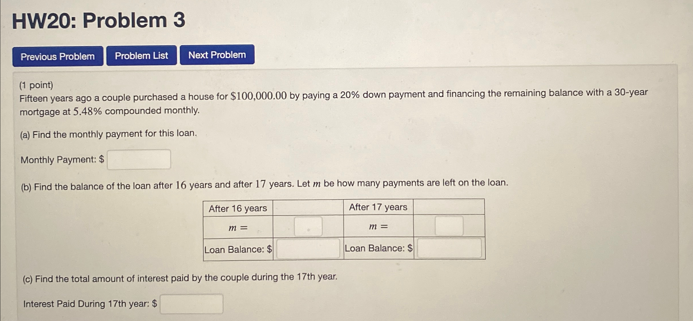 Solved HW20: Problem 3(1 ﻿point)Fifteen years ago a couple | Chegg.com