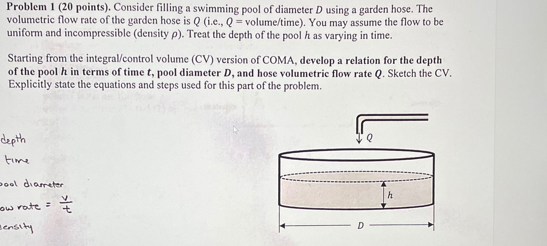 Solved Problem 1 ( 20 ﻿points). ﻿Consider filling a swimming | Chegg.com