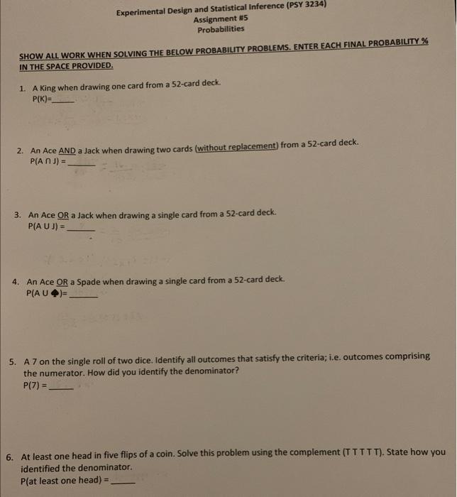 Solved Experimental Design and Statistical Inference (PSY | Chegg.com