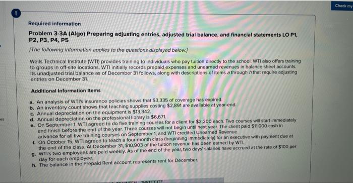Solved Required information Problem 3-3A (Algo) Preparing | Chegg.com