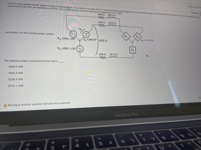 Solved A 415V three-phase power system shown in below | Chegg.com