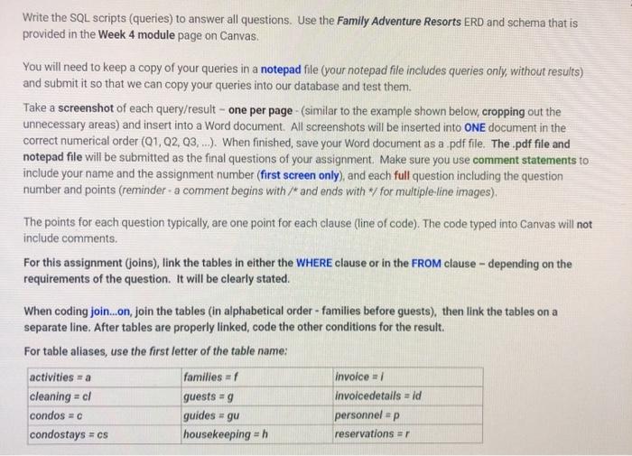 Solved Write the SQL scripts (queries) to answer all | Chegg.com