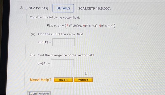 Solved 2. [-/0.2 Points] Consider the following vector | Chegg.com