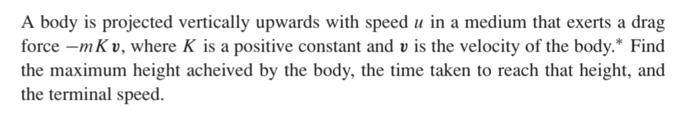 Solved A body is projected vertically upwards with speed u | Chegg.com