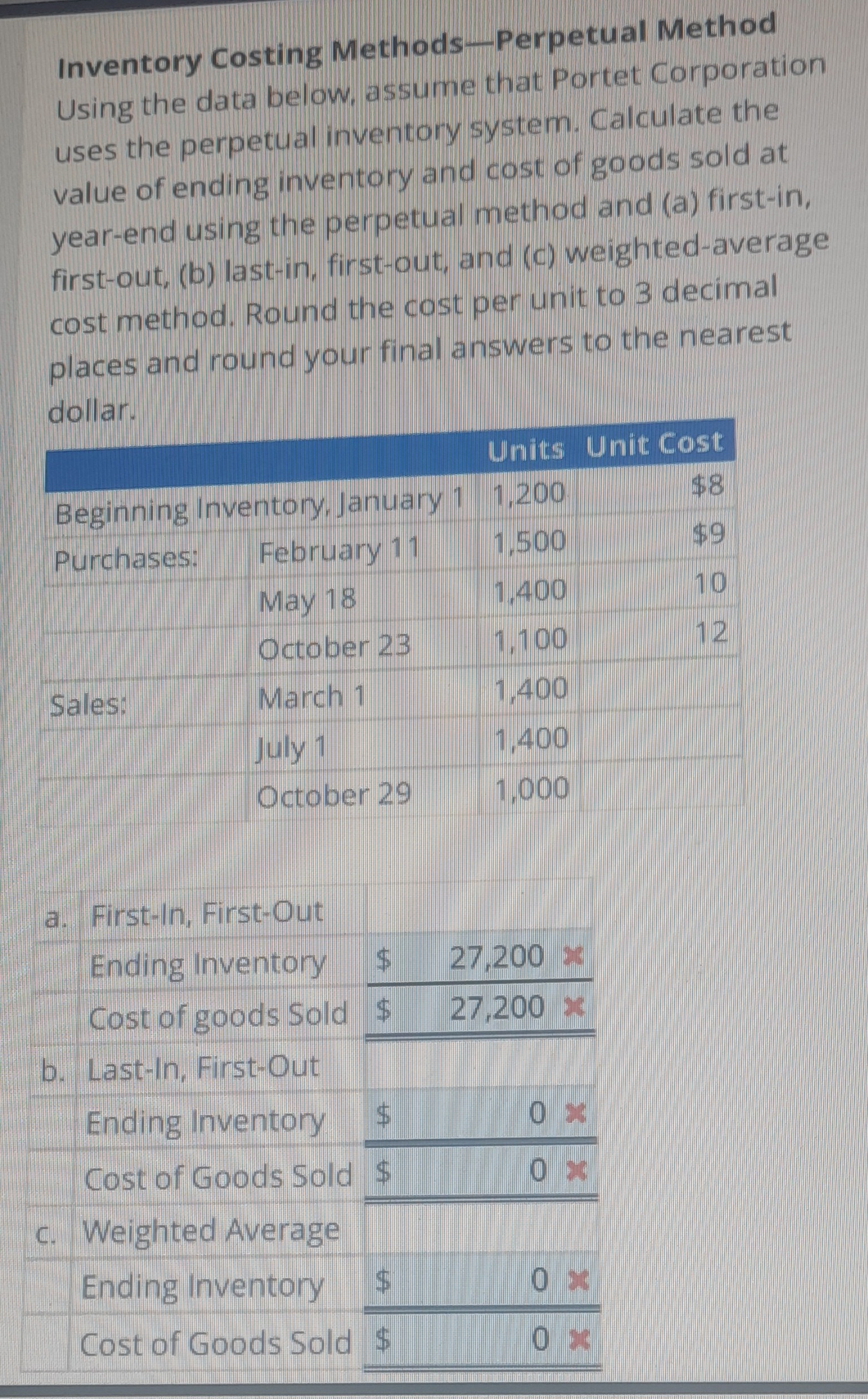 Solved Inventory Costing Methods-Perpetual MethodUsing the | Chegg.com