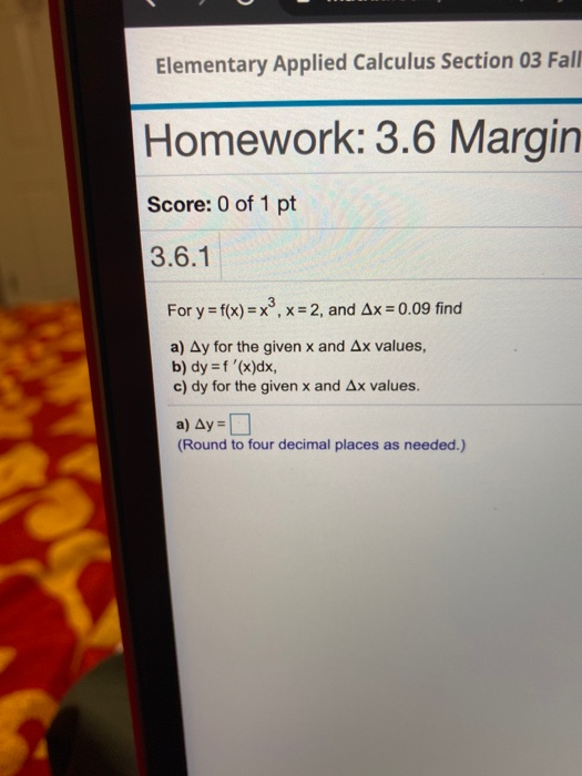 Solved Elementary Applied Calculus Section 03 Fall Homework: | Chegg.com